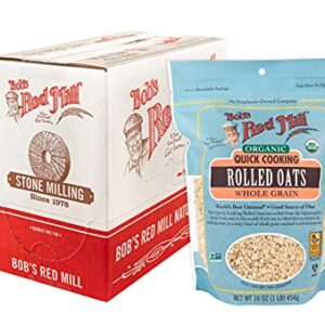 Bob's Red Mill Organic Quick Cooking Rolled Oats, 16-ounce (Pack of 4)