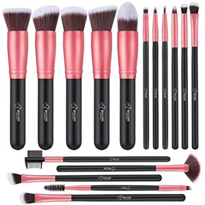 makeup brushes makeup brush set – 16 pcs bestope pro premium synthetic foundation concealers eye shadows make up brush,eyeliner brushes(rosegold)