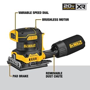 DEWALT 20V MAX* XR Palm Sander, Sheet, Variable Speed, 1/4-Inch, Tool Only (DCW200B)