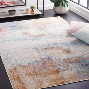 safavieh phoenix collection 8′ x 10′ aqua/gold rose phx506j modern contemporary abstract non-shedding area rug