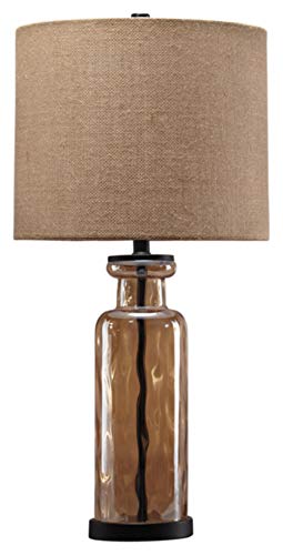 Signature Design by Ashley Laurentia 28.75" Modern Neutral Glass Table Lamp, Champagne