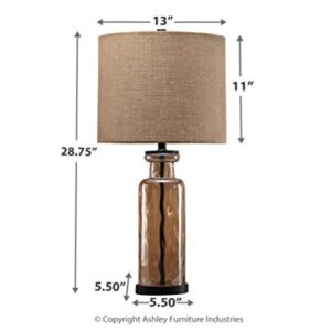 Signature Design by Ashley Laurentia 28.75" Modern Neutral Glass Table Lamp, Champagne