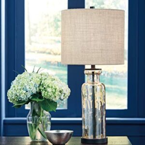 Signature Design by Ashley Laurentia 28.75" Modern Neutral Glass Table Lamp, Champagne