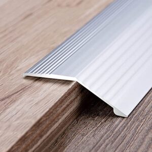 etulle 6cm wide transition strips for doorways, carpet to laminate threshold reducer step down 1-2 cm floor, metal edge trim non slip flooring molding (color : silver, size : length 120cm (47in))