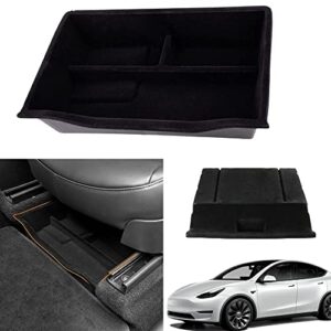 pedigree tesla model y 2020-2021 under seat storage box main and co-pilot passenger seat storage box hidden tray box neat and tidy tesla model y accessories