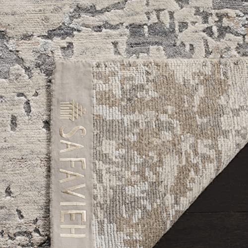 Safavieh Tiffany Collection 8' x 10' Grey/Beige TFN212A Hand-Knotted Viscose Living Room Dining Bedroom Area Rug