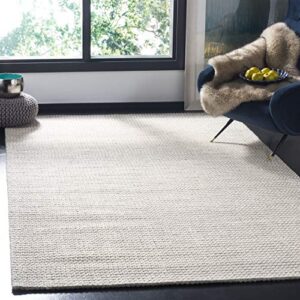 safavieh natura collection 9′ x 12′ silver / ivory nat801g handmade solid wool area rug