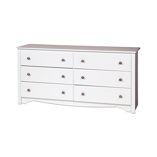 Sonoma 6 Drawer Double Dresser for Bedroom, White & Sonoma 2-Drawer Nightstand, White