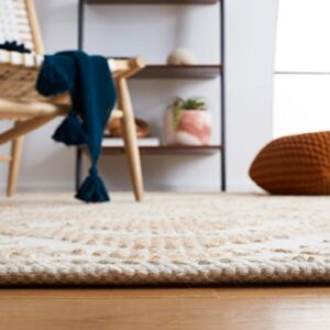 Safavieh Natural Fiber Collection 4' x 6' Ivory/Natural NF512A Handmade Rustic Farmhouse Boho Jute & Wool Area Rug