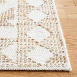 Safavieh Natural Fiber Collection 4' x 6' Ivory/Natural NF512A Handmade Rustic Farmhouse Boho Jute & Wool Area Rug