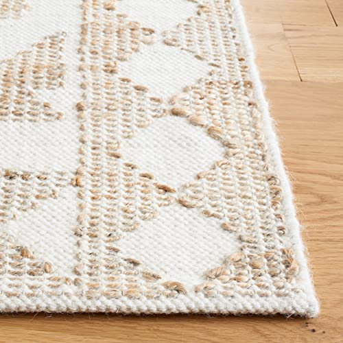 Safavieh Natural Fiber Collection 4' x 6' Ivory/Natural NF512A Handmade Rustic Farmhouse Boho Jute & Wool Area Rug