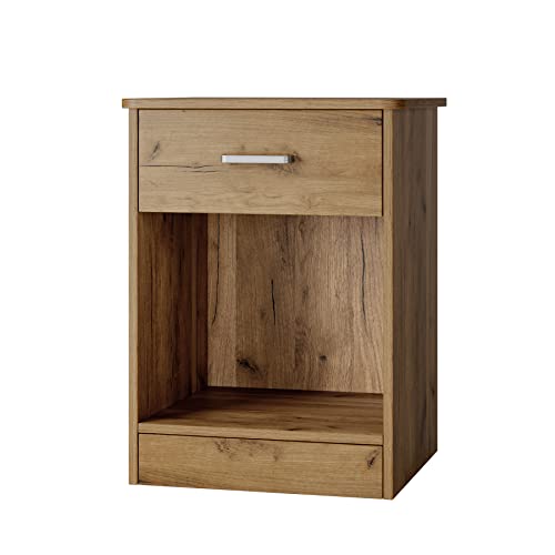 FOTOSOK Nightstand, 2-Tier Side Table with Drawer and Storage Shelf, Bedside Table End Table, Modern Night Stand for Bedroom, Living Room, Home Office, Wooden Grain