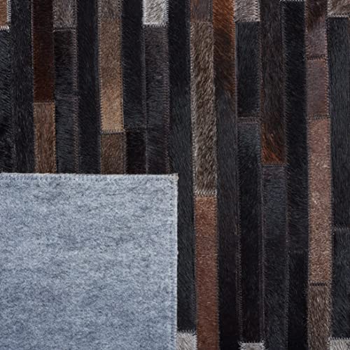 Safavieh Studio Leather Collection 4' x 6' Grey/Brown STL818F Handmade Modern Natural Hide Area Rug