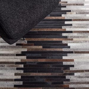 Safavieh Studio Leather Collection 4' x 6' Grey/Brown STL818F Handmade Modern Natural Hide Area Rug