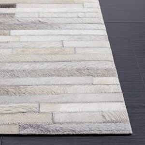 Safavieh Studio Leather Collection 4' x 6' Grey/Brown STL818F Handmade Modern Natural Hide Area Rug