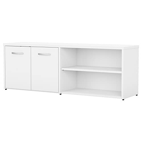 Bush Business Furniture Studio C Low Storage Cabinet with Doors and Shelves, White