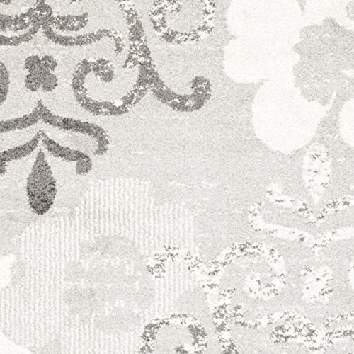 SAFAVIEH Adirondack Collection 8' x 10' Silver / Ivory ADR114B Floral Glam Damask Distressed Non-Shedding Living Room Bedroom Dining Home Office Area Rug