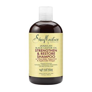 sheamoisture strengthen and restore shampoo for damaged hair 100% pure jamaican black castor oil cleanse and nourish 13 oz