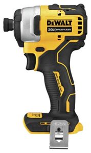 dewalt atomic 20v max* impact driver, cordless, compact, 1/4-inch, tool only (dcf809b)