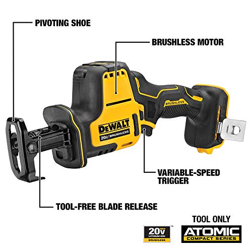 DEWALT ATOMIC 20V MAX* Reciprocating Saw, One-Handed, Cordless, Tool Only (DCS369B)