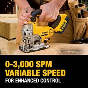 DEWALT 20V MAX XR Jigsaw, 3,000 Blade Speed, Cordless, Brushless Motor, LED Light, Bare Tool Only (DCS331B)