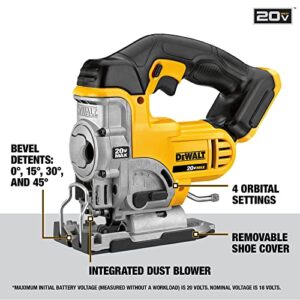 DEWALT 20V MAX XR Jigsaw, 3,000 Blade Speed, Cordless, Brushless Motor, LED Light, Bare Tool Only (DCS331B)