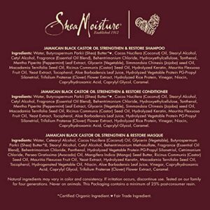 SheaMoisture Strengthen and Restore Shampoo, Conditioner and Masque for Damaged Hair Jamaican Black Castor Oil Hair Care Regimen