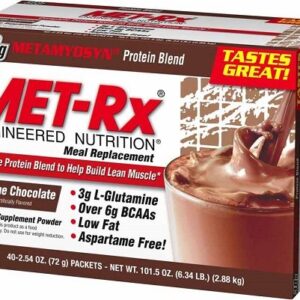 MET-Rx Meal Replacement Powder Boxed, Extreme Chocolate, 2.54 Oz, Pack of 40