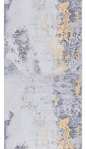 Safavieh Tacoma Collection Machine Washable Slip Resistant 2'6" x 6' Grey/Gold TAC803F Modern Abstract Entryway Foyer Living Room Bedroom Kitchen Runner Rug