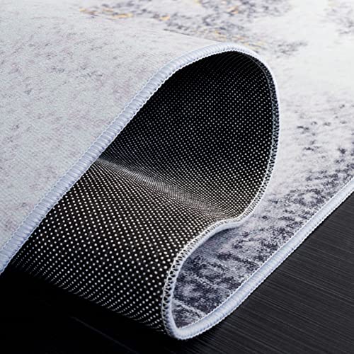 Safavieh Tacoma Collection Machine Washable Slip Resistant 2'6" x 6' Grey/Gold TAC803F Modern Abstract Entryway Foyer Living Room Bedroom Kitchen Runner Rug