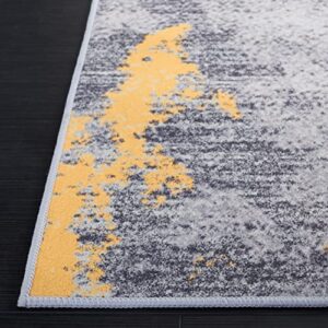 Safavieh Tacoma Collection Machine Washable Slip Resistant 2'6" x 6' Grey/Gold TAC803F Modern Abstract Entryway Foyer Living Room Bedroom Kitchen Runner Rug