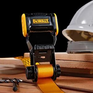 DEWALT DXBC18002 Black/Yellow 1.25" x 12' Ratchet Tie Down Straps - Light-Weight Cargo Hauling (1800 lb Break Strength), 2 Pack