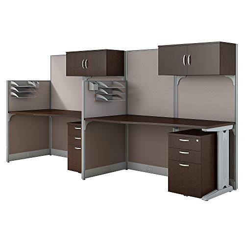 Bush Business Furniture Office in an Hour 2 Person Cubicle Workstations in Mocha Cherry