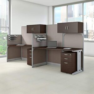 Bush Business Furniture Office in an Hour 2 Person Cubicle Workstations in Mocha Cherry