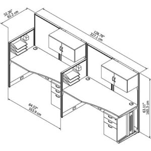 Bush Business Furniture Office in an Hour 2 Person Cubicle Workstations in Mocha Cherry