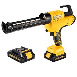 cordless caulking gun, 20v electric caulk adhesive gun with 2*2.0ah li-battery & anti-drip design