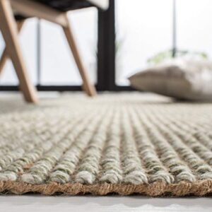 Safavieh Natural Fiber Collection 10' x 14' Green/Natural NF826Y Handmade Woven Fringe Jute Area Rug