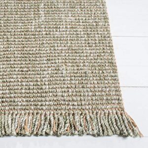 Safavieh Natural Fiber Collection 10' x 14' Green/Natural NF826Y Handmade Woven Fringe Jute Area Rug