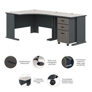 Bush Business Furniture Series A 48W Corner Desk with 36W Return and Mobile File Cabinet in Slate and White Spectrum