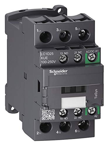 Schneider Electric 100 to 250VAC/DC IEC Magnetic Contactor; No. of Poles 3, Reversing: No, 25 Full Load Amps-Inductive