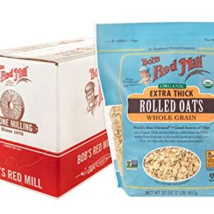 Bob's Red Mill Organic Extra Thick Rolled Oats, 32 oz, Pack of 1