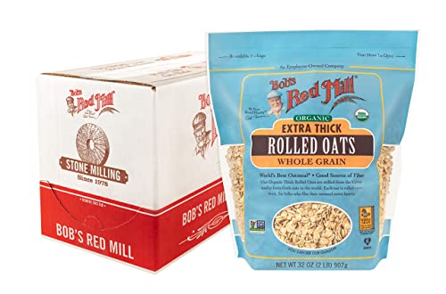 Bob's Red Mill Organic Extra Thick Rolled Oats, 32 oz, Pack of 1