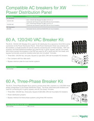 Schneider Conext 2-Pole 60A 120/240VAC Breaker Kit (For PDP) RNW865121501