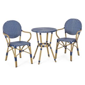 christopher knight home paul bistro set, dark teal + white + bamboo