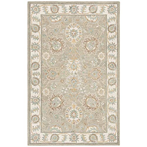 SAFAVIEH Blossom Collection 5' x 8' Sage / Ivory BLM702W Handmade Premium Wool Area Rug