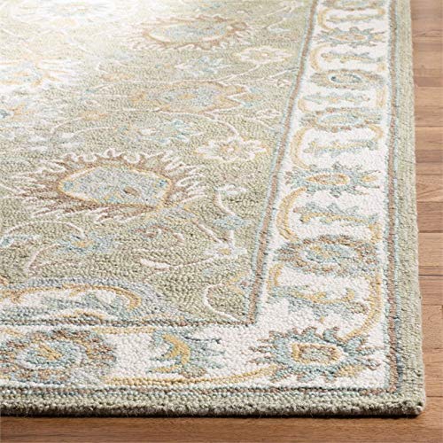 SAFAVIEH Blossom Collection 5' x 8' Sage / Ivory BLM702W Handmade Premium Wool Area Rug