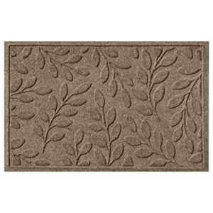 bungalow flooring waterhog door mat, 2′ x 3′, made in usa, durable and decorative floor covering, skid resistant, indoor/outdoor, water-trapping, brittney leaf design, camel