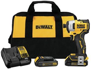 dewalt atomic 20v max* impact driver, cordless, compact kit, 2 batteries, 1/4-inch (dcf809c2)