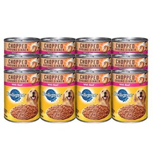 pedigree meaty ground dinner with chopped beef canned dog food 13.2 ounces (pack of 24)