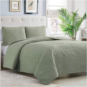 Mellanni Oversized King Bedspread Coverlet Set - King Size Bedding Cover with Shams - Ultrasonic Quilting Technology - 3 Piece King Quilt Bedding Set - Bedspreads & Coverlets (King, Olive Green)